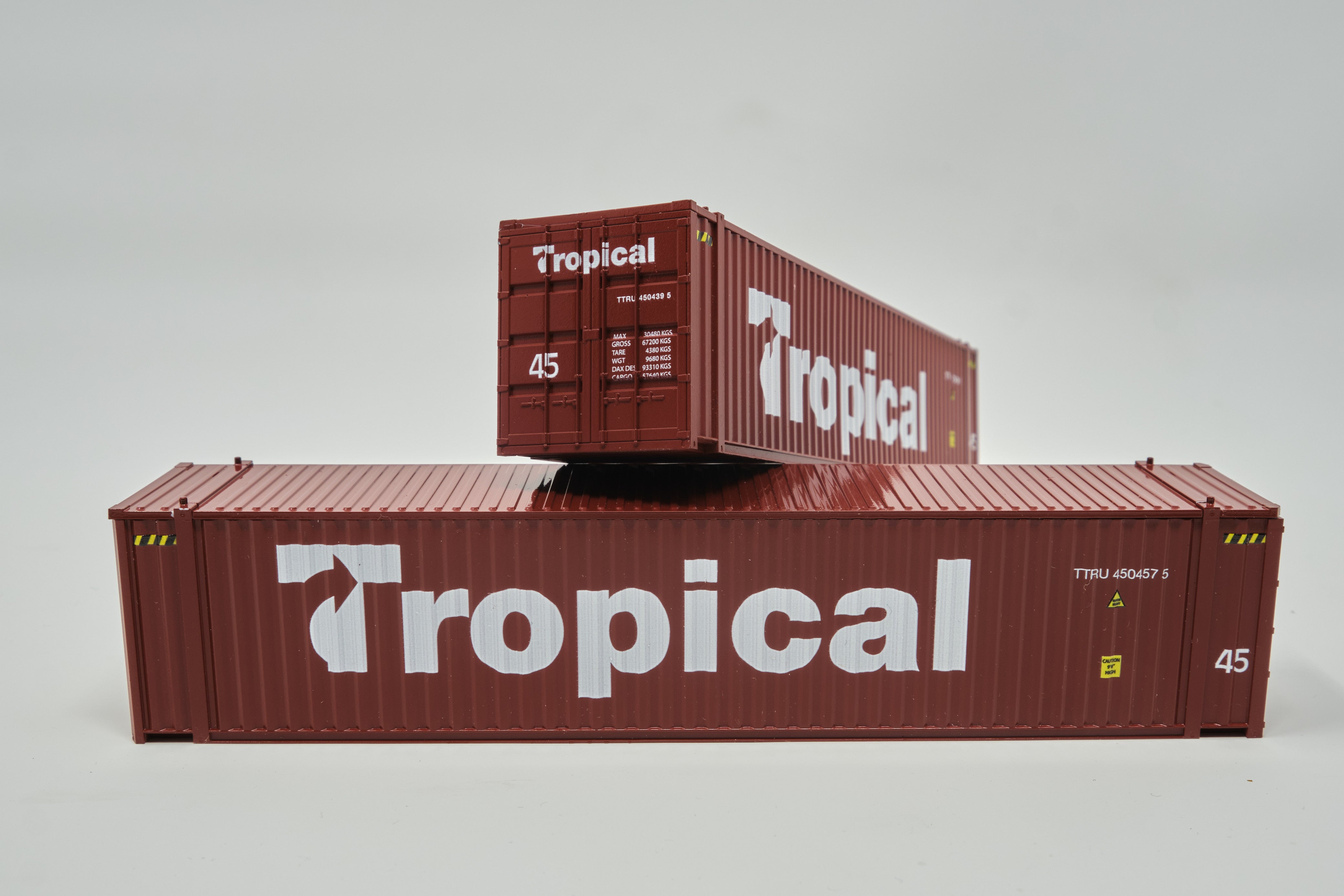 HO Scale 1:87, 45' Containers 2pk, Tropical, 0004-083603 – Con-Cor Trains