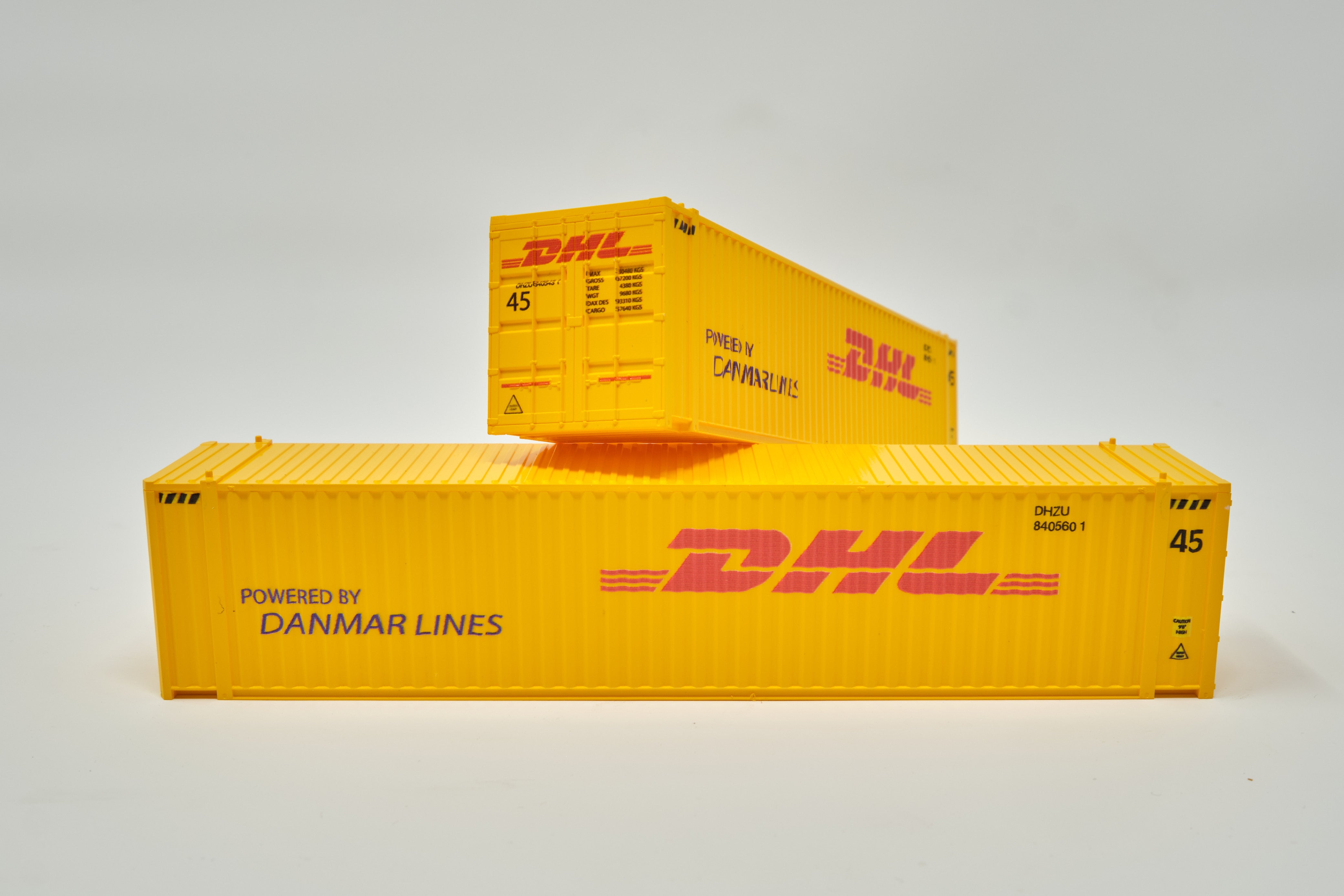 HO Scale 1:87, 45' Containers 2pk, DHL, 0004-083612 – Con-Cor Trains