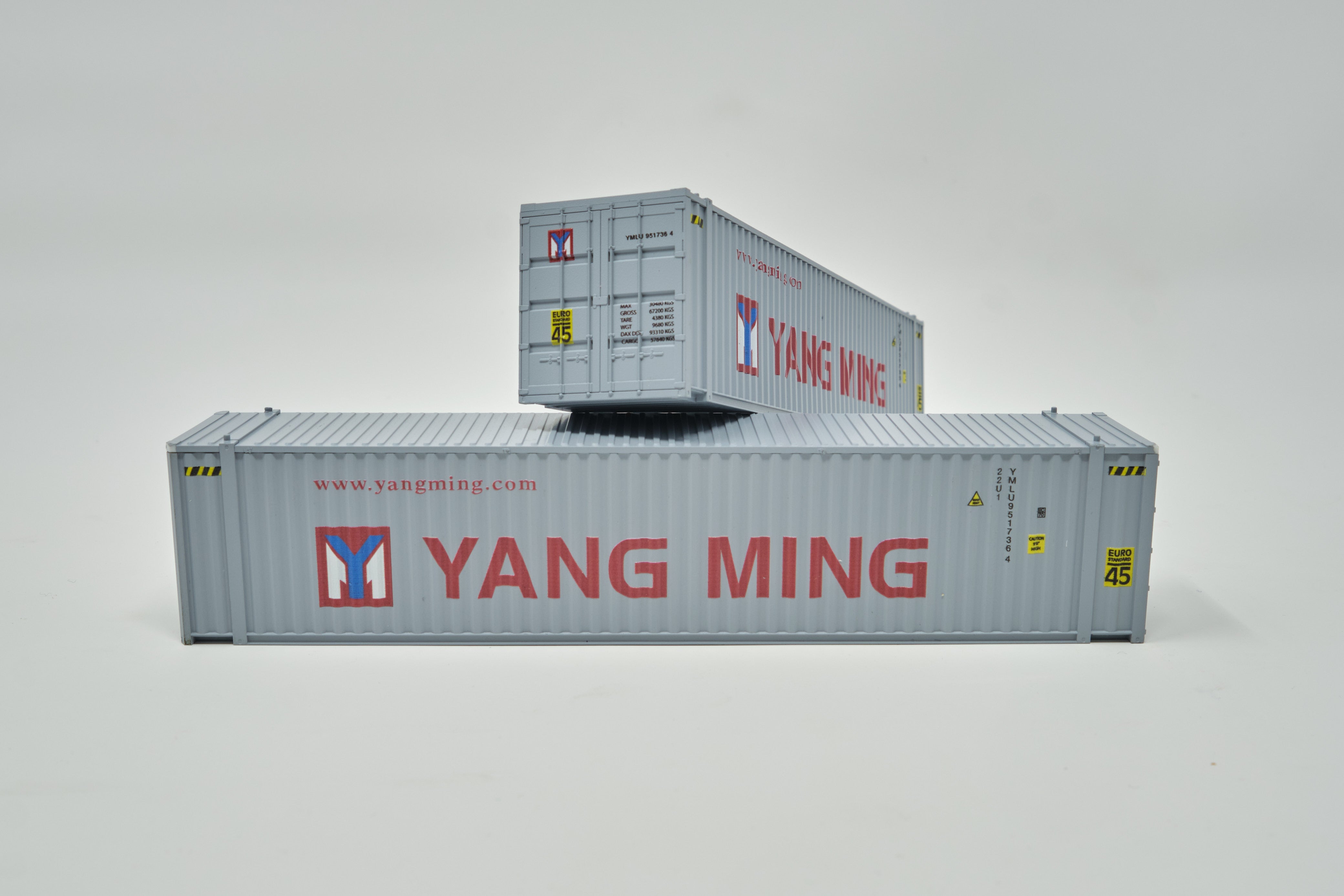 HO Scale 1:87 45' Containers 2pk, Yang Ming, 0004-083602 – Con-Cor Trains