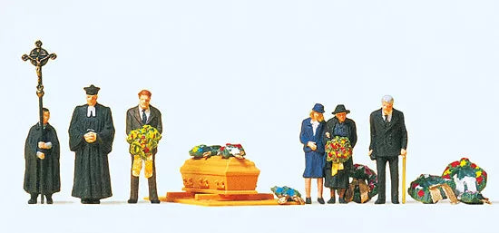 Preiser HO Scale 10519 – Protestant Funeral (6-Pack, Hand-Painted Figu ...